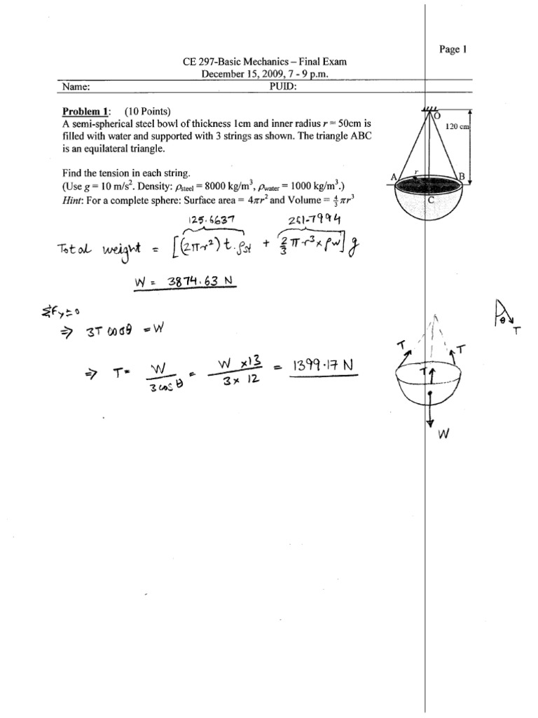CE297 Final FA09 Soln | PDF
