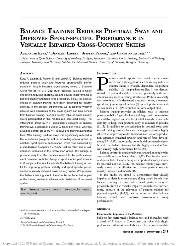 Balance Training Reduces Postural Sway And.35 | PDF | Balance (Ability ...