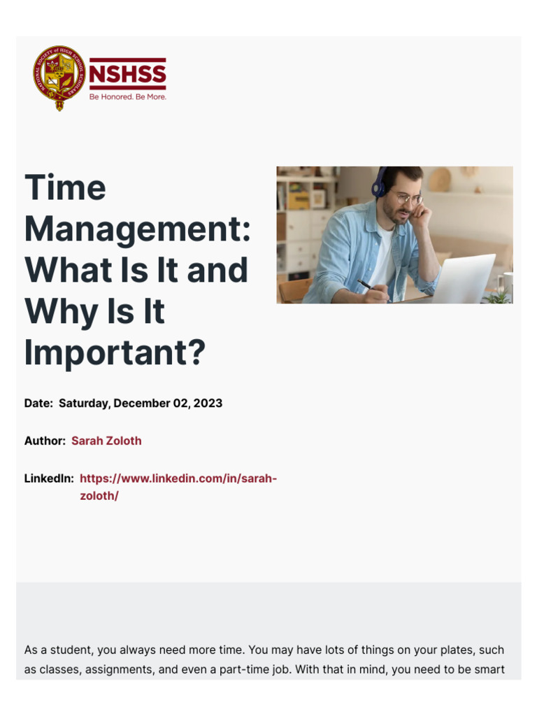 Essential Time Management for Students | PDF | Time Management ...
