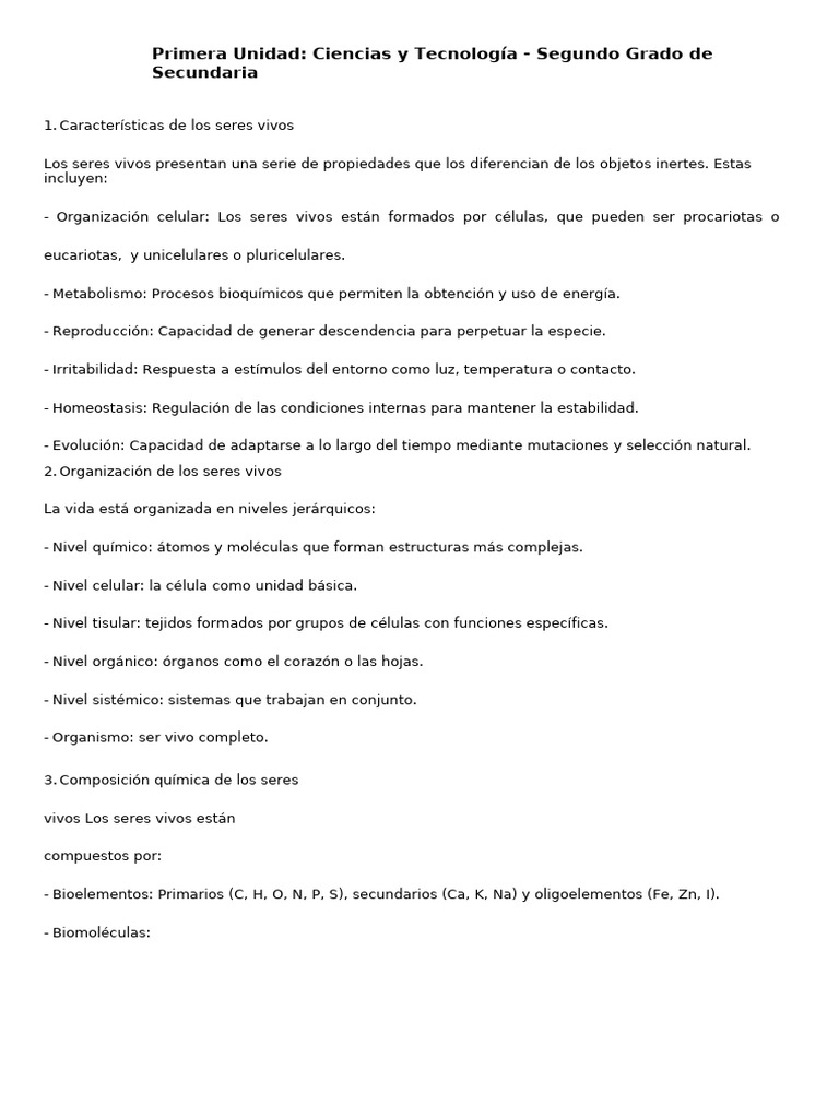Primera Unidad CyT Segundo Grado | PDF | Reproducción | Organismos