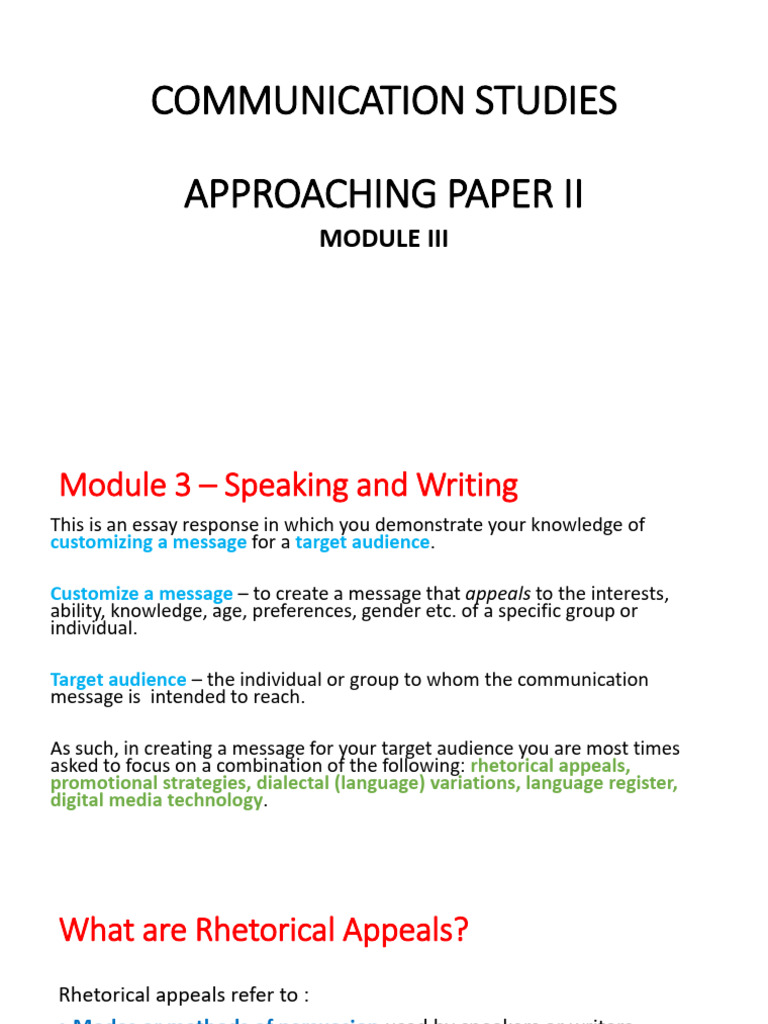 Communication Studies Module III Paper II An Approach 2023 | PDF ...