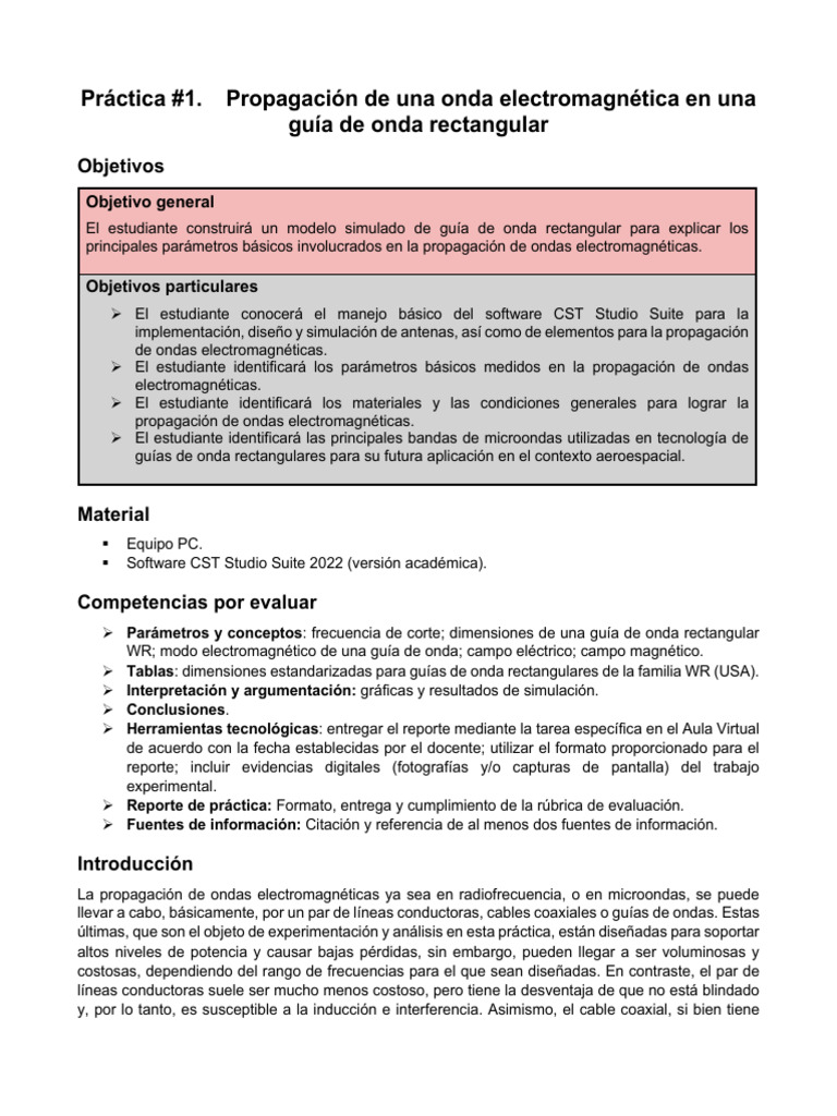 Simulación de Guía de Onda Rectangular | PDF | Guía de onda | Oscilación