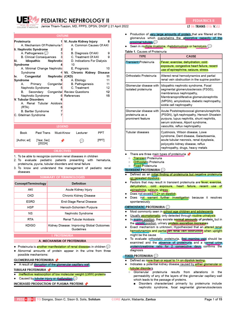 03B Pediatric Nephrology 2 - Dra. Tuazon | PDF | Nephrology | Medical Specialties
