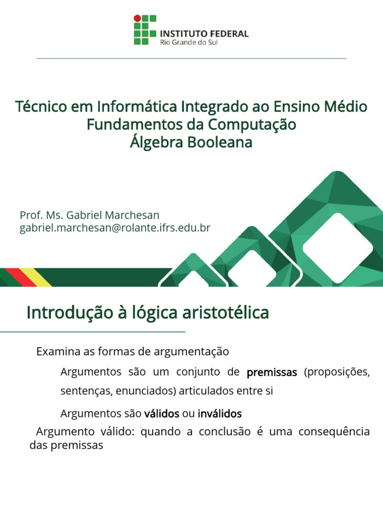 aula 7 - algebra booleana_Atualizado | PDF | Argumento | Lógica