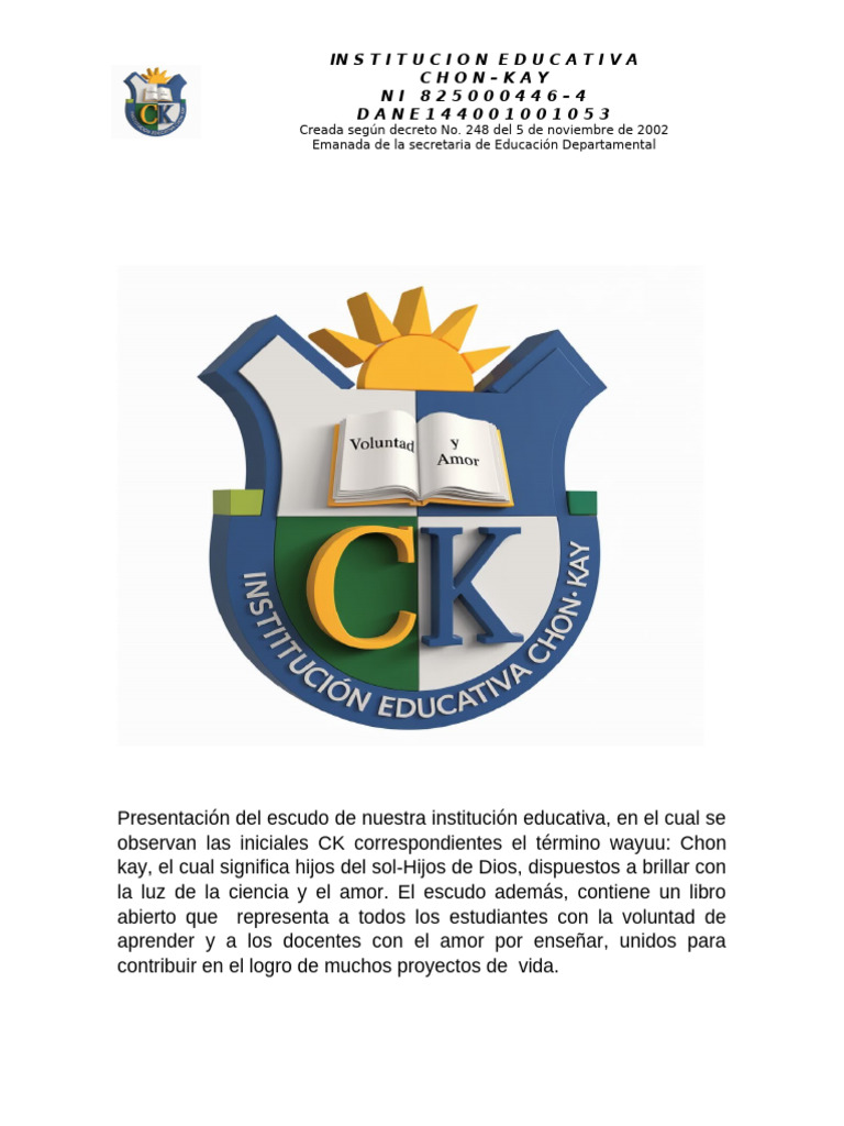 Escudo y Himno del Colegio Chon Kay | PDF
