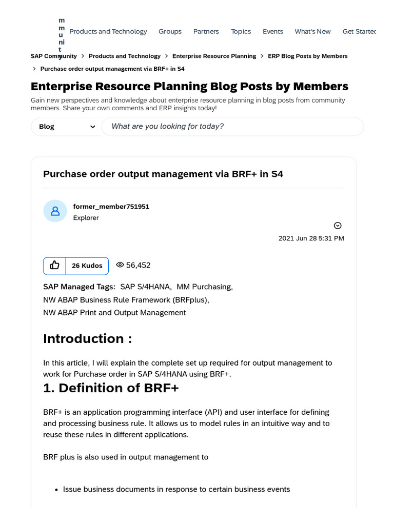Purchase Order Output Management Via BRF+ in S4 - SAP Community | PDF ...