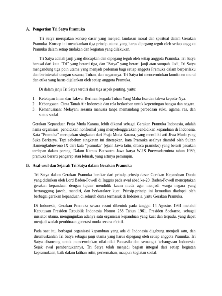 Pengertian dan Makna Tri Satya Pramuka | PDF
