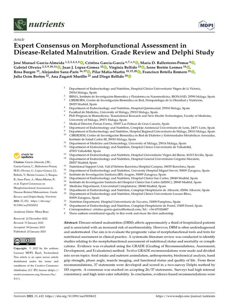 Expert Consensus on Malnutrition Assessment | PDF | Survey Methodology ...
