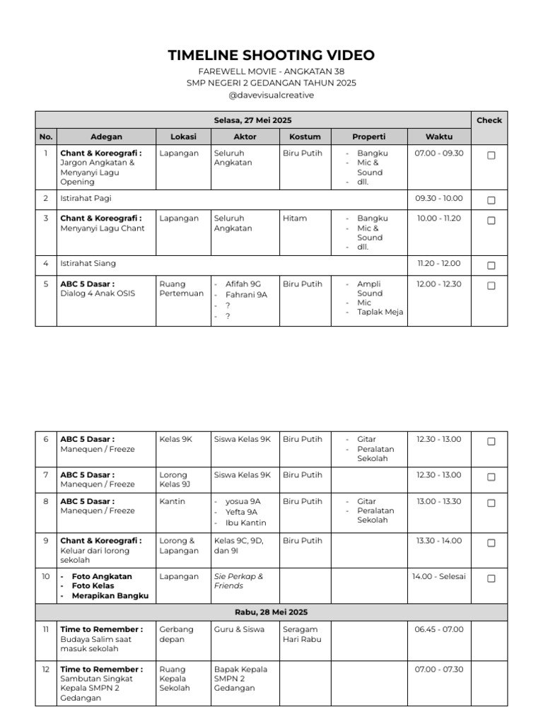 Timeline Shooting Video | PDF