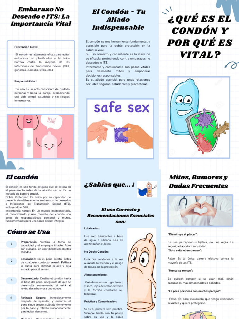 Folleto Tríptico Salud y Bienestar Ilustrativo Azul y Blanco | PDF ...