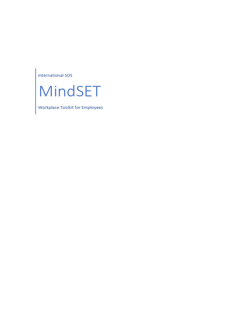MindSET - Workplace Toolkit For Employees | PDF | Mental Health ...