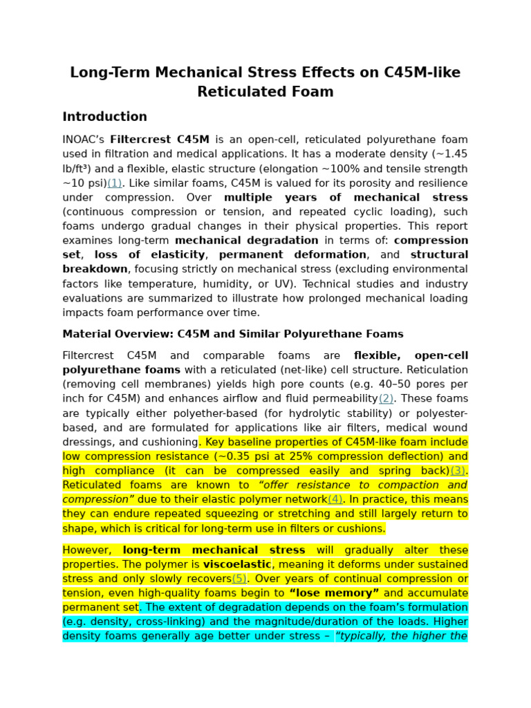 Long-Term Effects on Foam Firmness | PDF | Foam | Elasticity (Physics)