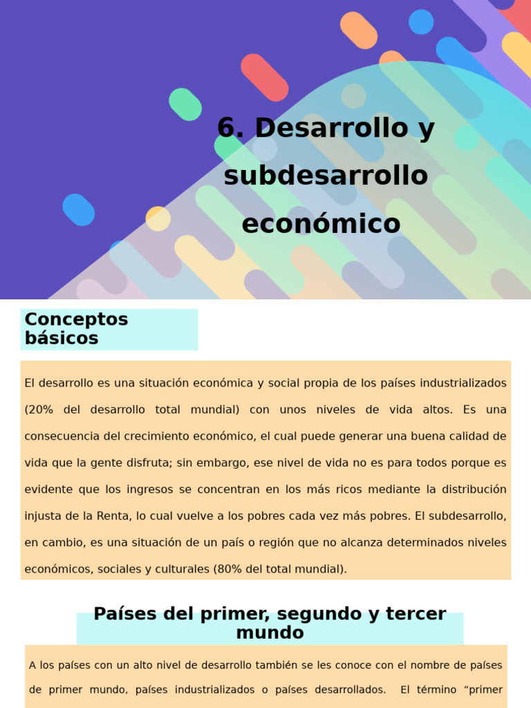 6. Desarrollo y Subdesarrollo Económico | PDF | País en desarrollo ...