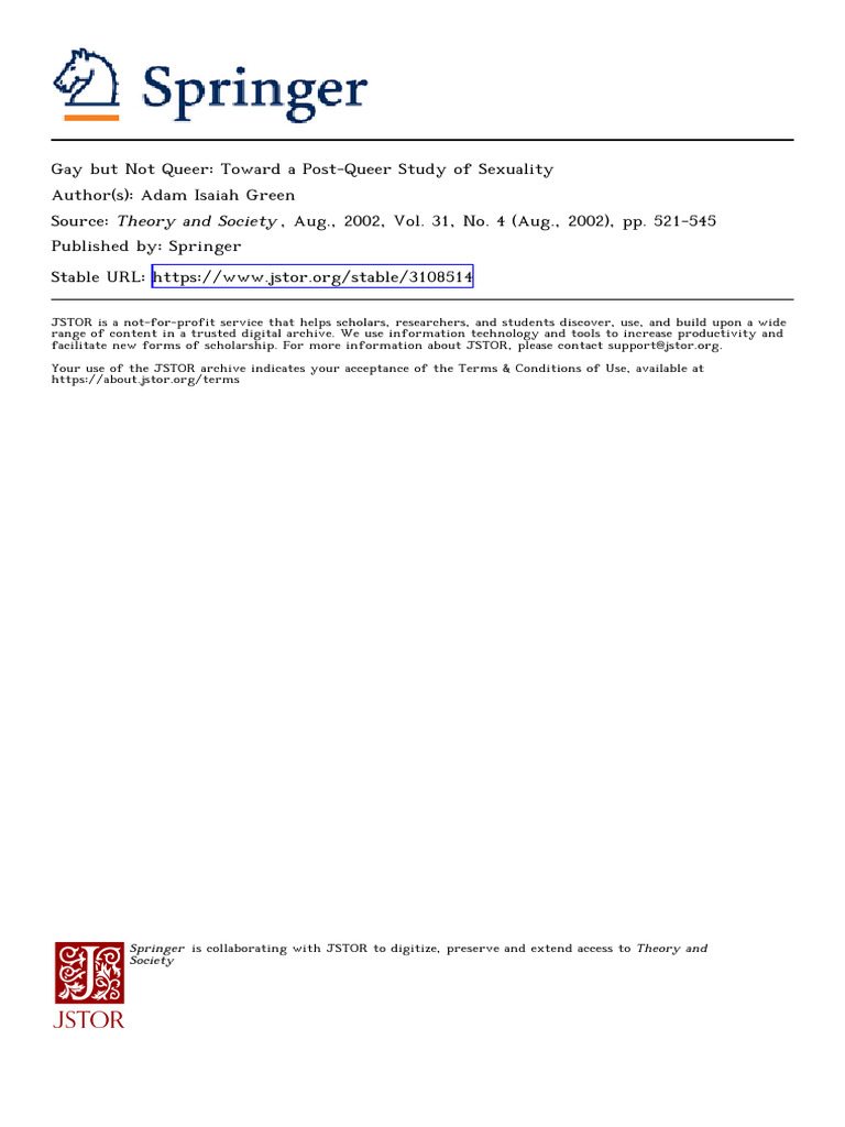 Green GayQueerToward 2002 | PDF | LGBTQIA+ Studies | Queer Theory