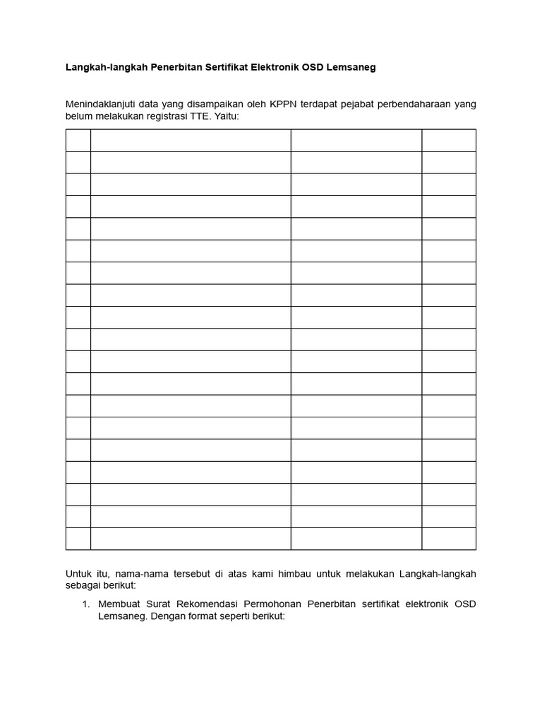 Langkah Penerbitan Sertifikat Elektronik OSD Lemsaneg | PDF