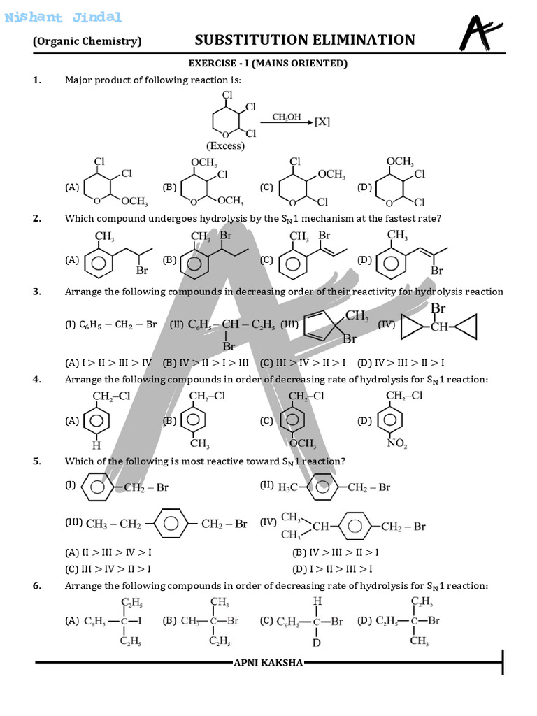Sheet - 01 Elimination Substitution NJ - 247 | PDF | Hydroxide ...
