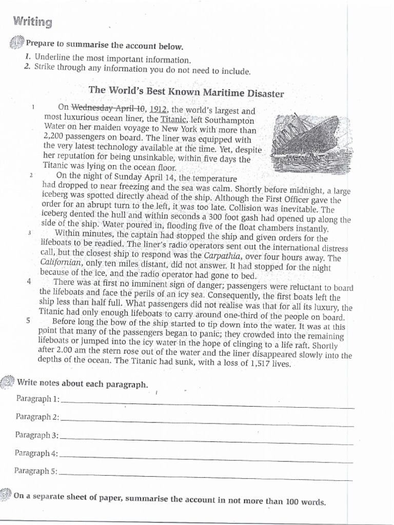 Summary Writing Practice - Main Points and 100 Word Summaries | PDF