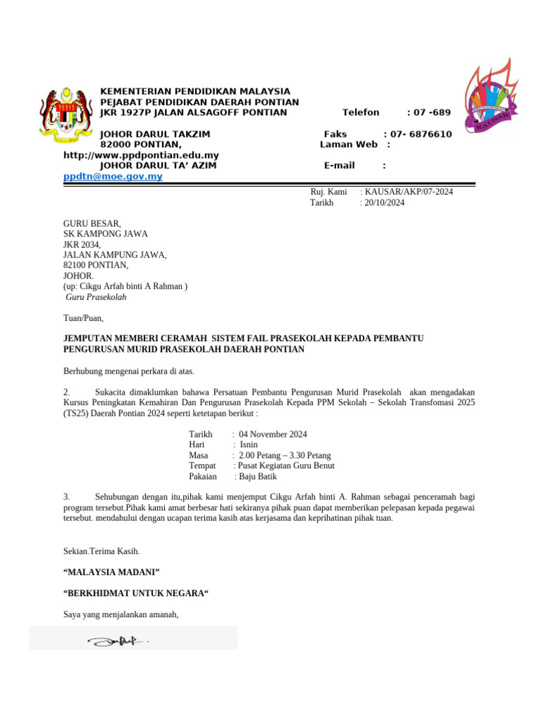 Contoh Surat Jemputan Penceramah | PDF