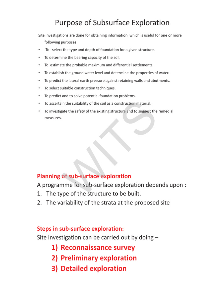U1M2 Purpose of Subsurface Exploration | PDF
