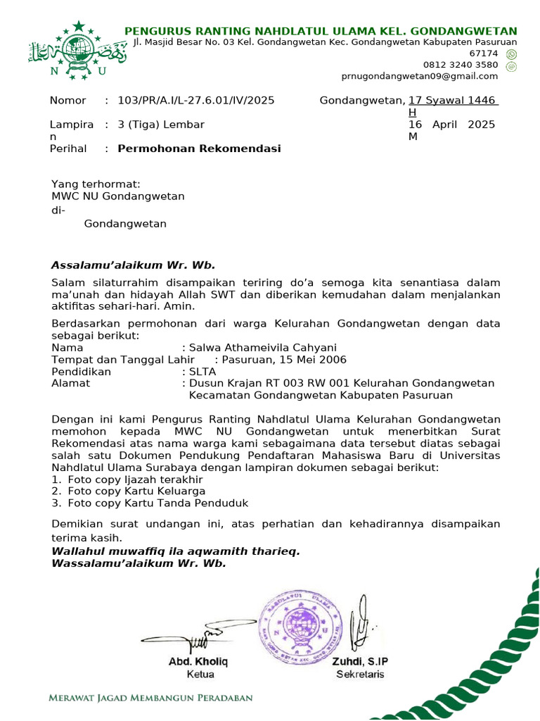 Contoh Surat Undangan Ranting Berdasarkan Perkum | PDF