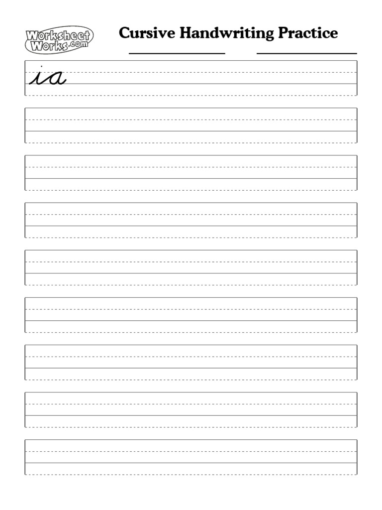 WorksheetWorks Cursive Handwriting Practice 1 | PDF