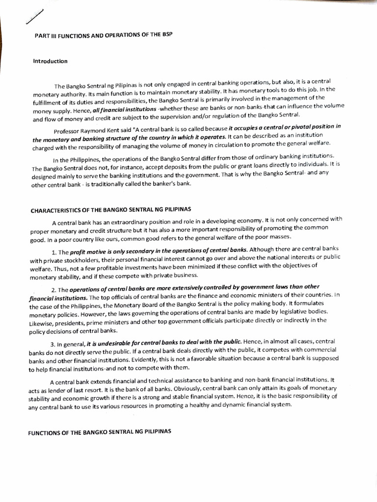 Functions and Operations of BSP | PDF | Banks | Central Banks