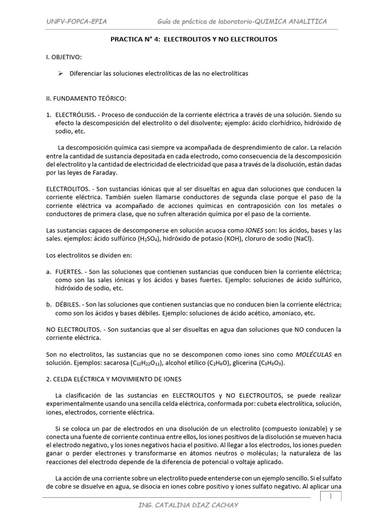 Diferenciación de Electrolitos y No Electrolitos | PDF | Electrólito ...