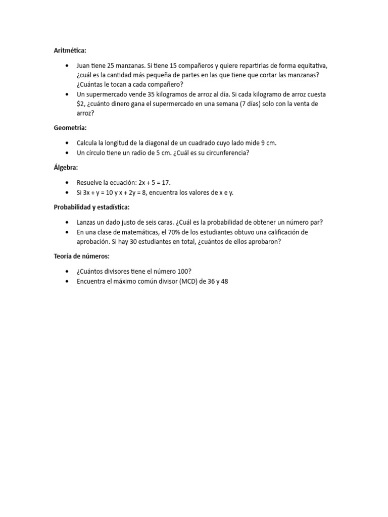 Propuesta de Ejercicios | PDF