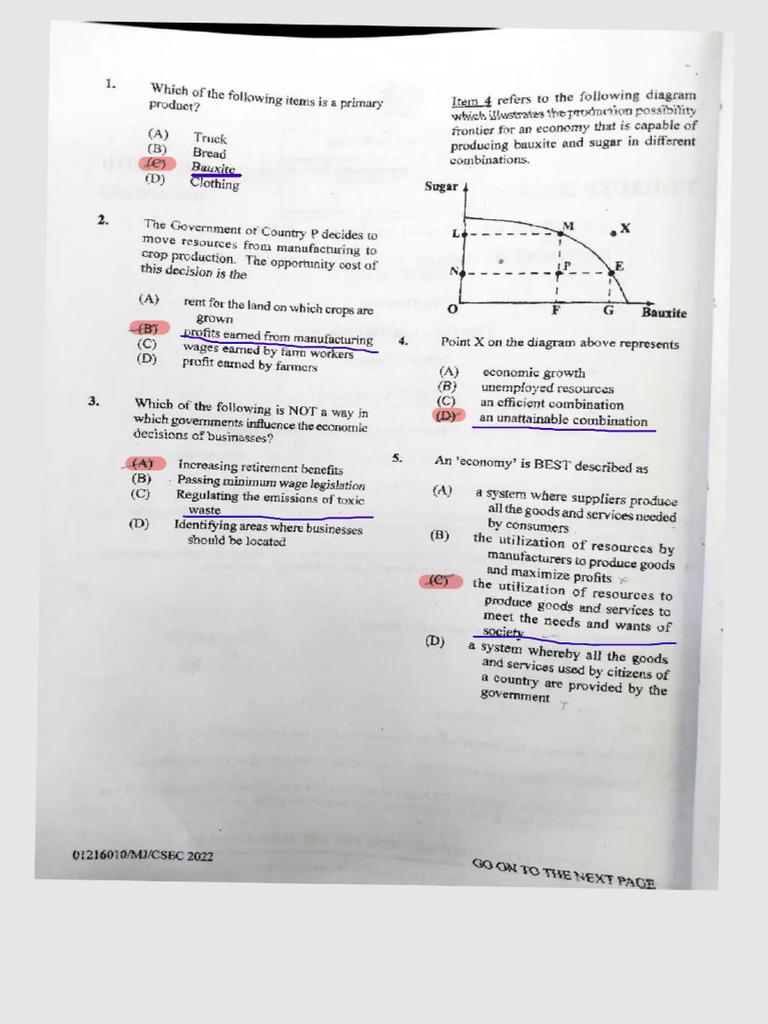 CSEC Economics MayJune P1 2022 | PDF
