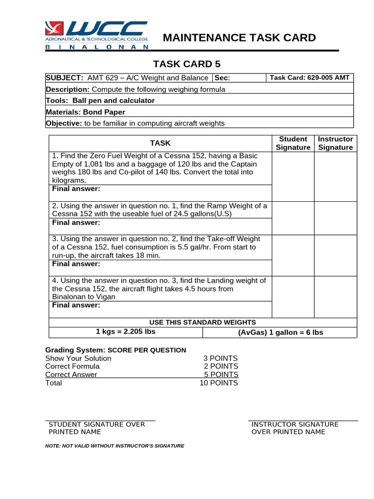 Maintenance Task Card | PDF