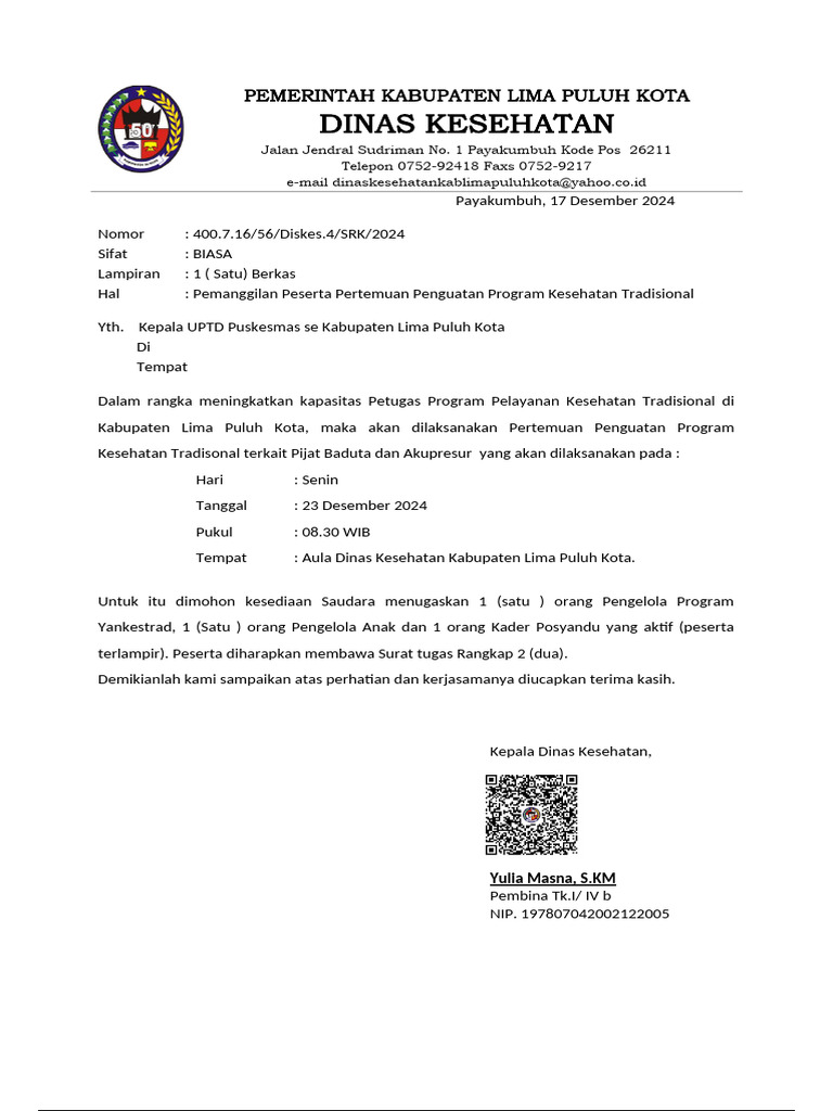 Undangan Peserta Pertemuan Kestrad | PDF