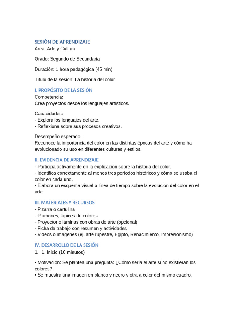 Sesion Arte Historia Del Color | PDF