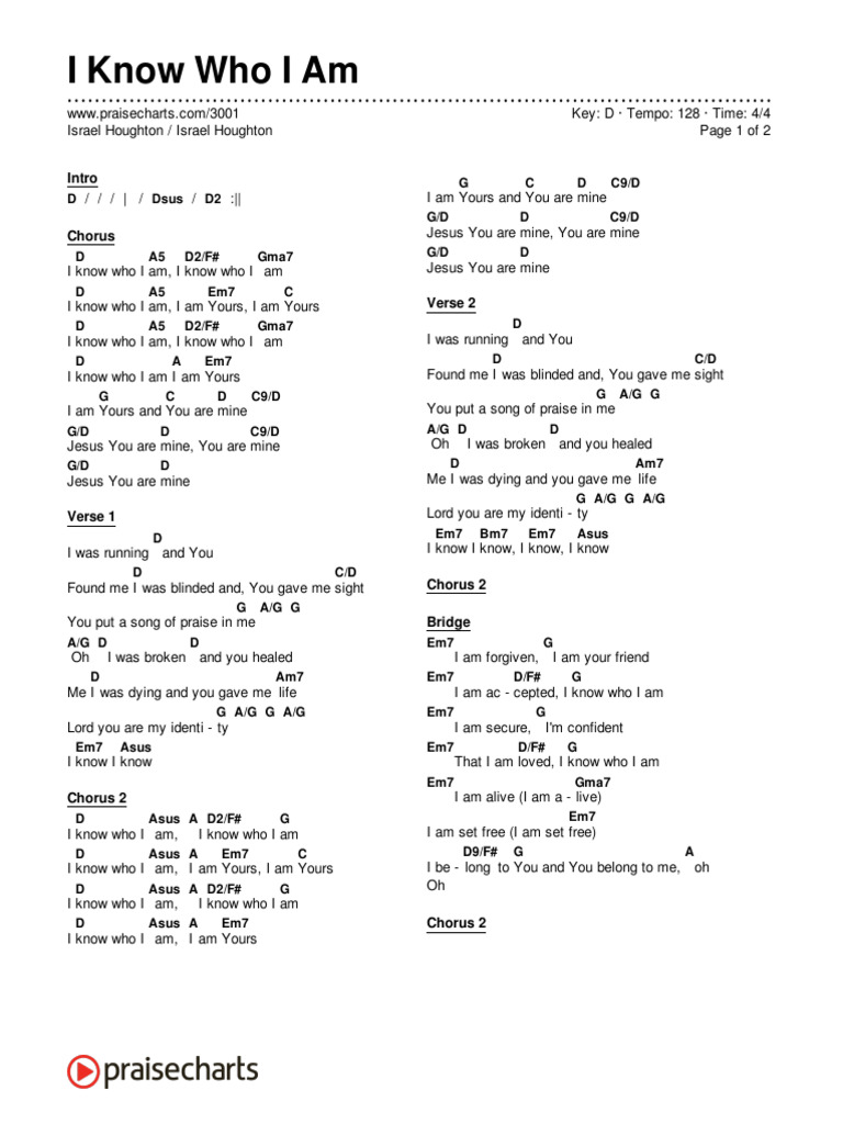 I Know Who I Am - Chords & Lyrics | PDF
