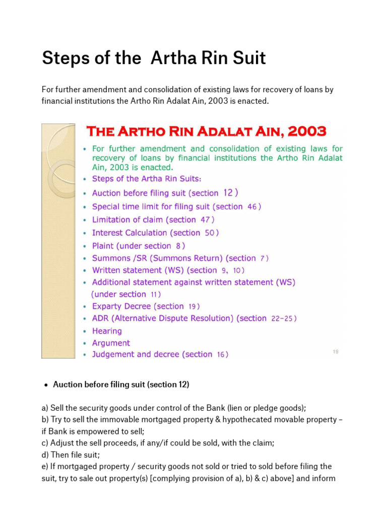 Steps in Artha Rin Adalat Ain 2003 | PDF | Auction | Alternative ...