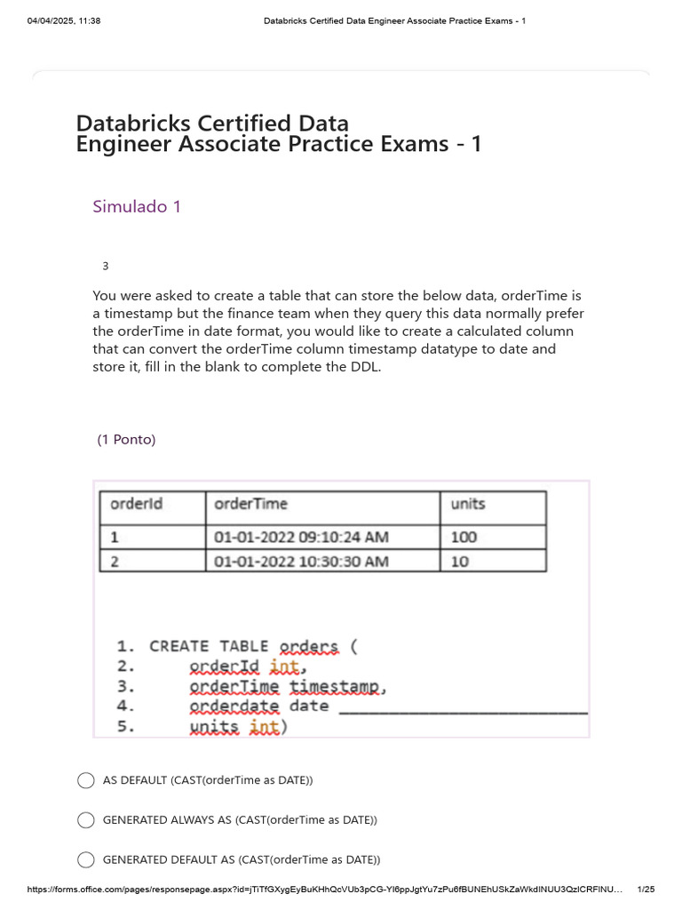 Databricks Data Engineer Associate Exams | PDF | Table (Database) | Backup