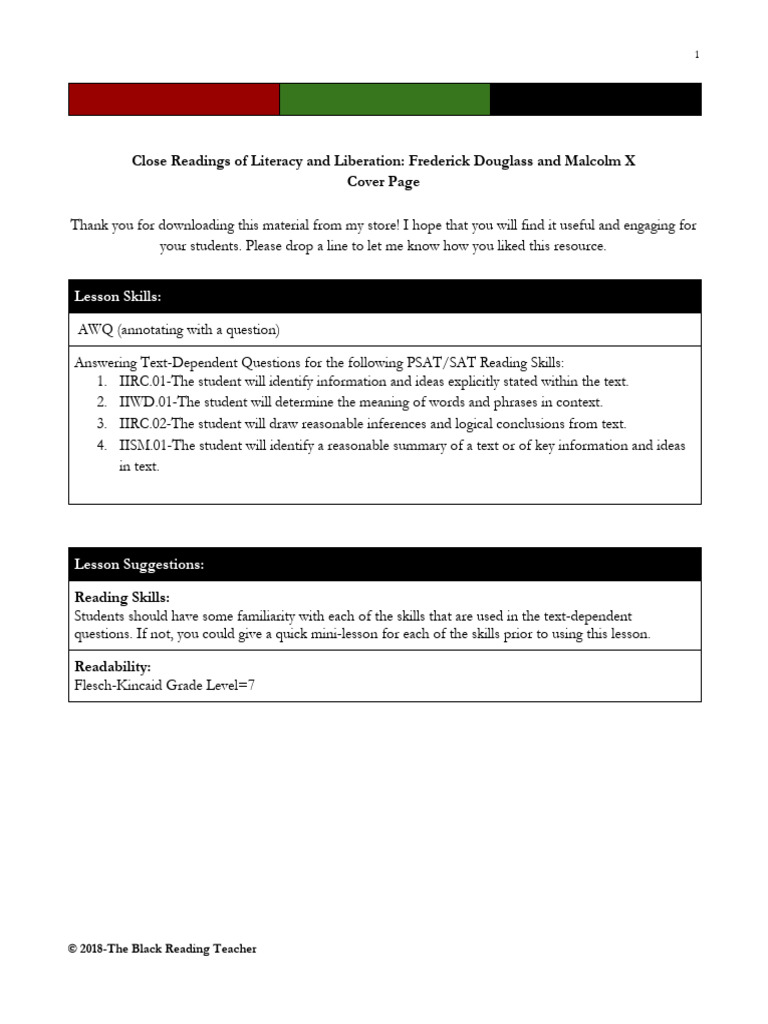 Close Readings of Literacy and Liberation: Frederick Douglass and ...