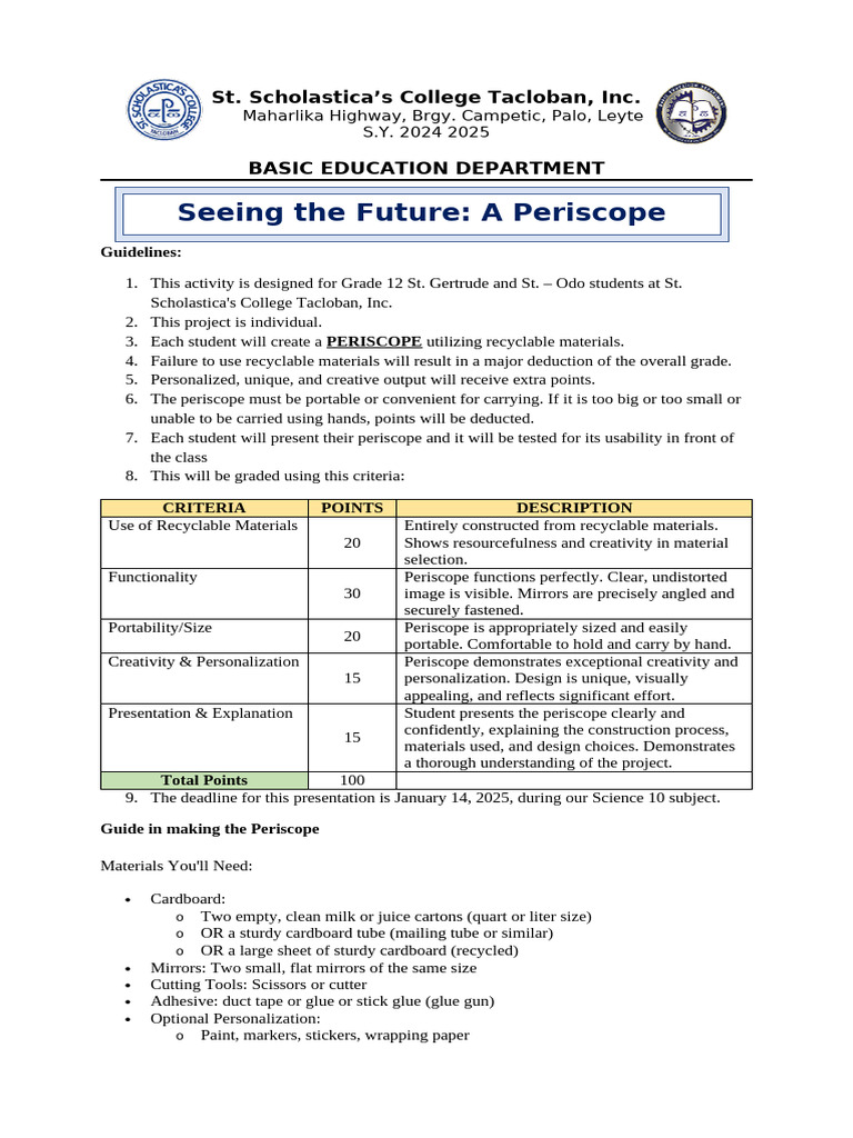 Q4 Major Output Science 12 | PDF | Adhesive | Mirror