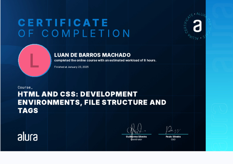 Luan de Barros Machado - Course HTML and CSS - Development Environments, File Structure and | PDF