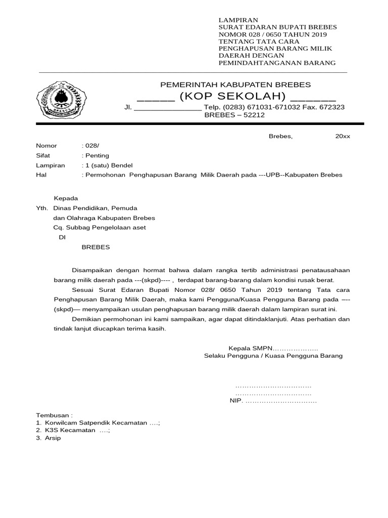 Surat Usulan Penghapusan BMD 2025 | PDF