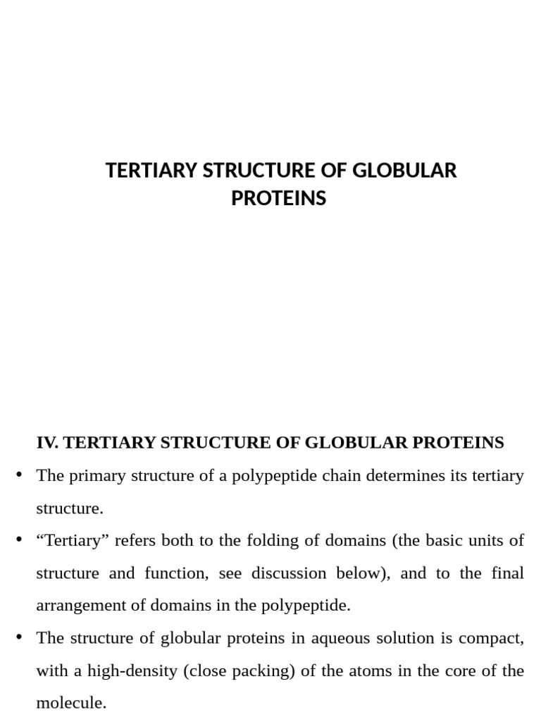 Tertiary Structure of Globular Proteins | PDF | Protein Structure ...