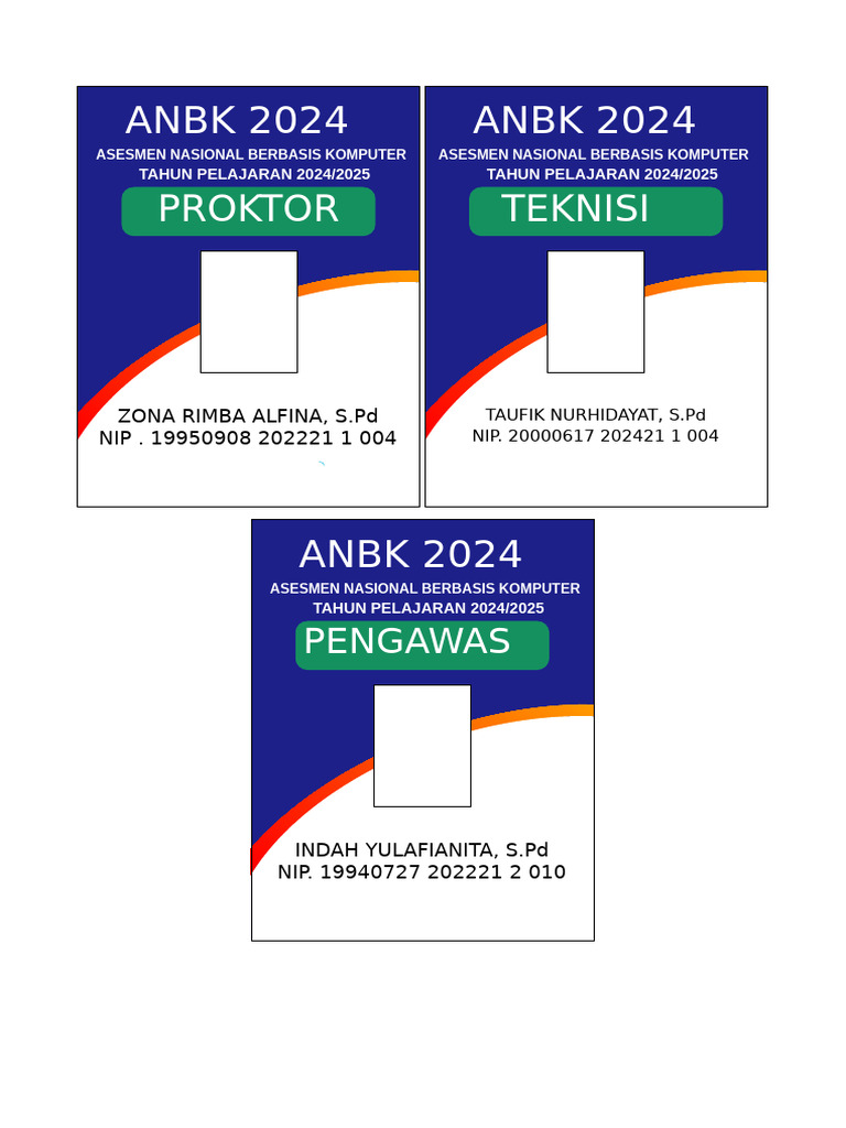 Contoh ID Card Proktor ANBK 2024 | PDF