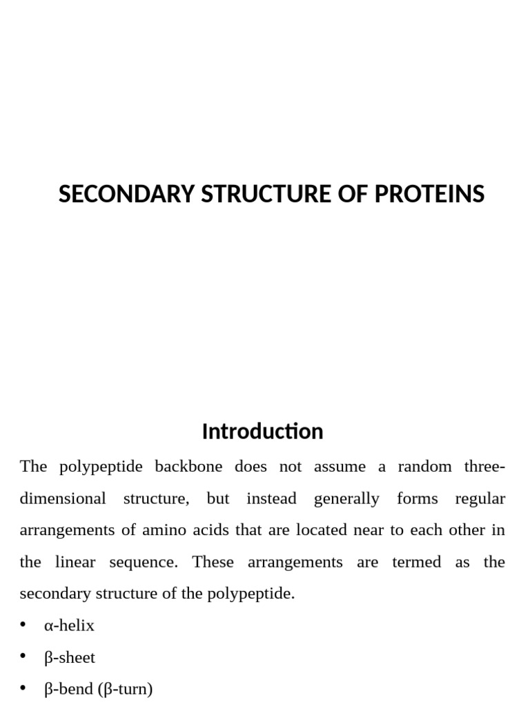 Secondary Structure of Proteins | PDF | Beta Sheet | Alpha Helix