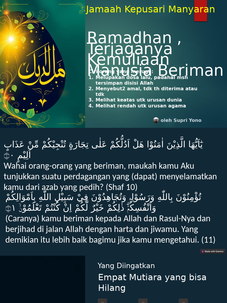 Ramadhan, Terjaganya Kemuliaan Manusia Beriman Kepuhsari Manyaran | PDF