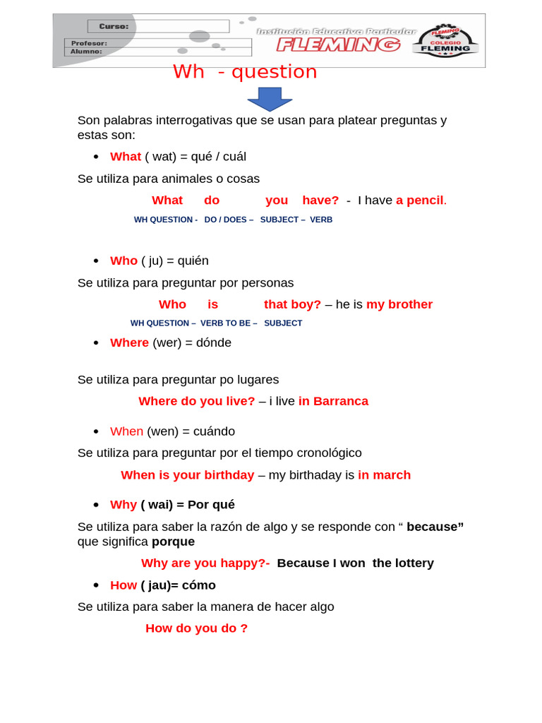 WH QUESION | PDF