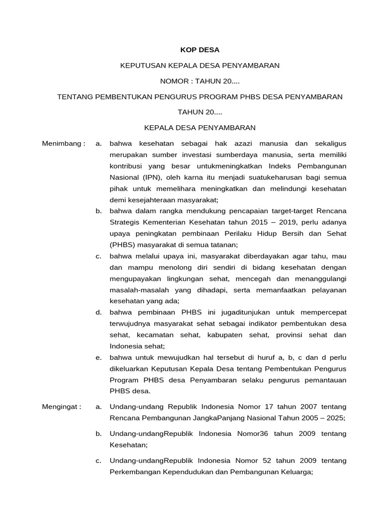 SK PHBS Desa | PDF