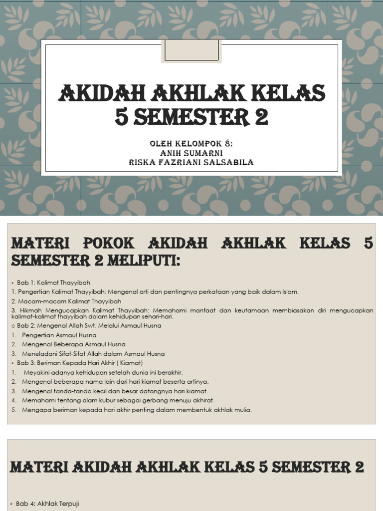 PPT_Akidah Akhlak Kelas 5 Semester 2_Kelompok 8_4B_PGMI | PDF