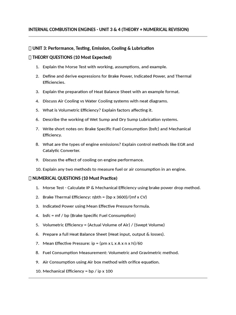INTERNAL COMBUSTION ENGINES by Chatgpt Question | PDF | Biodiesel | Biofuel