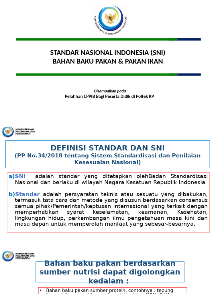 SNI Bahan Baku Pakan & Pakan Ikan | PDF