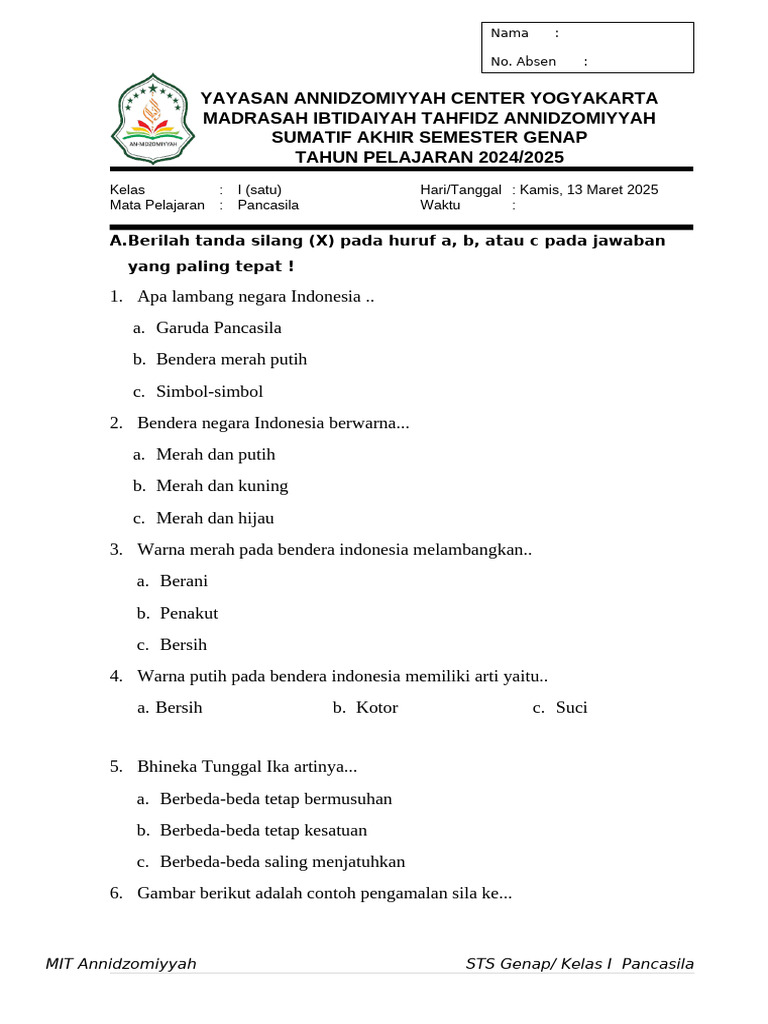Soal Pancasila 2025 | PDF
