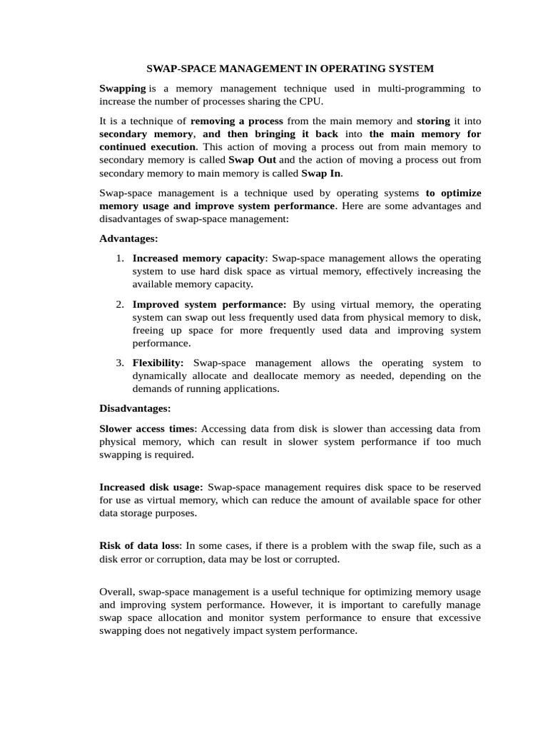 Swap Space and Free Space | PDF | Computer Data Storage | Computer File
